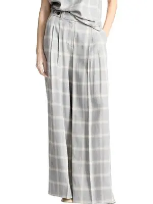 SAINT ART Kingsley Pleated Wide Leg Pants - Grey/white