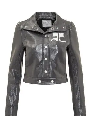 COURREGES Courrèges Vinyl Collared Button-up Jacket - Black