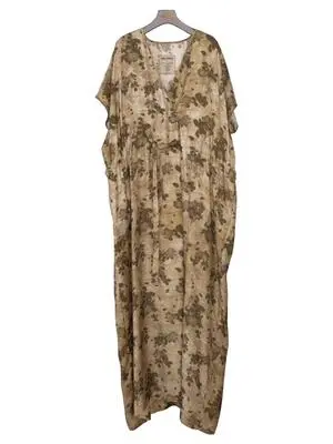 UMA WANG V-neck Maxi Kaftan Dress - Brown