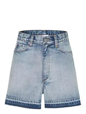 Red Valentino Mid-rise Light-wash Denim Shorts With Frayed Hem - Gray