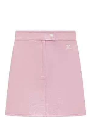 COURREGES Courreges Re-Edition Vinyl Logo Embroidered Mini Skirt Pink