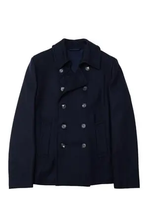 HEGARTY LONDON Navy Wool Melton Pea Coat - Blue