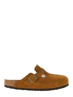 BIRKENSTOCK Shearling-lined Suede Clogs - Brown
