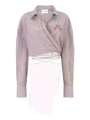 ATTICO The Attico Striped Wrap-Effect Blouse