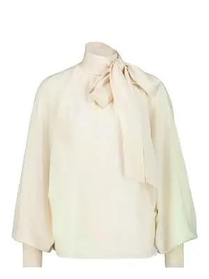Zimmermann Tie Neck Balloon Sleeve Sweater - Neutrals