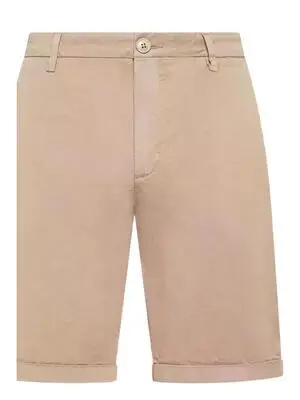 SUN 68 Logo-embroidered Turn-up Shorts - Neutrals