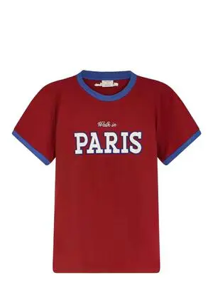 WALK IN PARIS Logo-patch Ringer T-shirt - Red