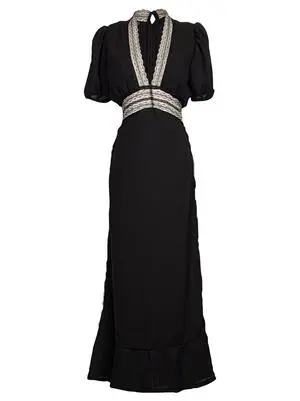 JENNAFER GRACE Jennafer Grace Nero Notte Gigi Dress With Lace Trim