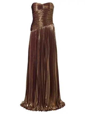 Retrofete Sabba Plissé Lamé Gown - Gold