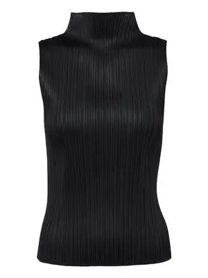 Issey Miyake Sleeveless Mock Neck Top - Black