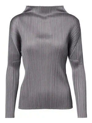 Issey Miyake Sleeveless Mock Neck Top - Grey