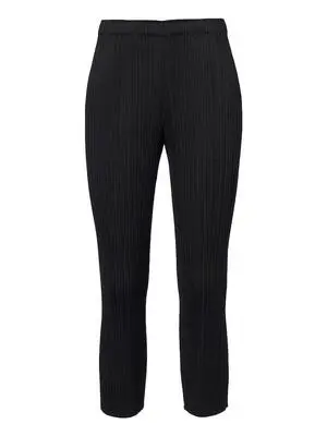 Issey Miyake Cropped Pleated Slim Pants - Black