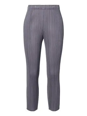 Issey Miyake Cropped Pleated Slim Pants - Grey