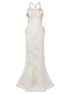 Alexander McQueen Sheer Lace Gown - White