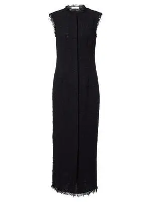 THE ROW Lana Cotton-blend Tweed Midi Dress In Navy - Black