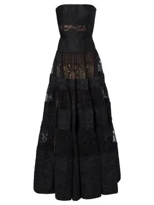 Elie Saab Lace-trimmed Floral Jacquard Gown - Black