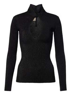 Valentino Garavani Cut-out Lamé Sweater - Black