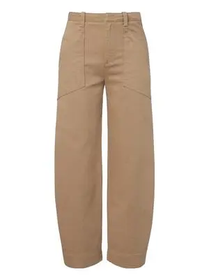 Vince Cropped Cotton Twill Barrel-leg Pants - Beige