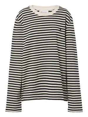 AMI Paris De Coeur Striped Cotton T-shirt - Black