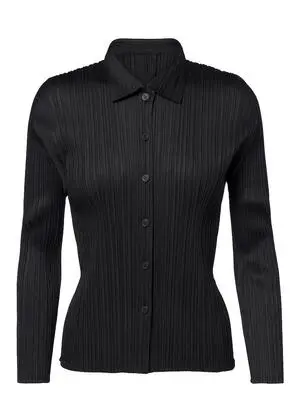 Issey Miyake Gray Pleated Shirt - Black