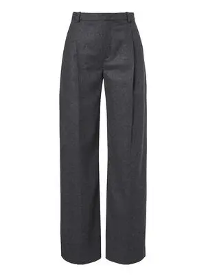 Vince Camille Wool-blend Flannel Wide-leg Pants - Grey