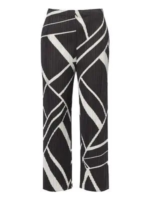 Issey Miyake Pleated Wide-leg Printed Pants - Grey
