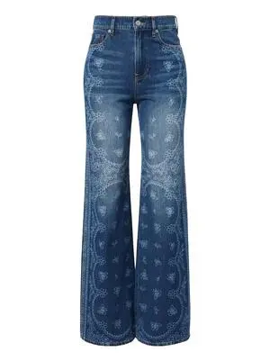 Veronica Beard Printed Wide-leg Jeans - Blue