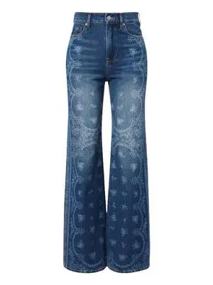 Veronica Beard Printed Wide-leg Jeans - Blue