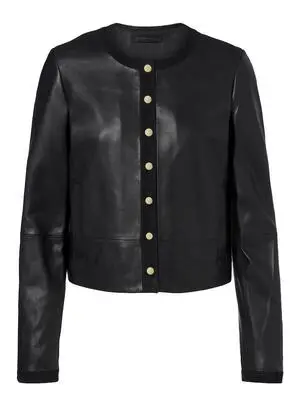 Vince Suede-trimmed Leather Jacket - Black