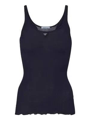 Prada Ribbed-knit Silk Tank Top - Blue