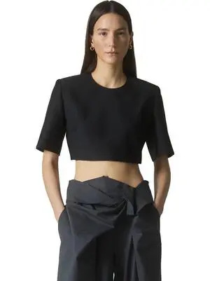 HEIRLOME Adela Cropped Top In Italian Silk Wool Faille