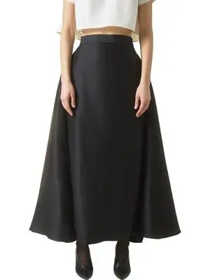 HEIRLOME Viola Silk Shantung Midi Skirt - Black