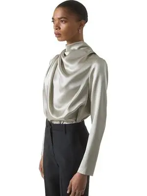 HEIRLOME Sybil Top In Double-face Silk Satin - Silver