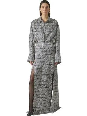 HEIRLOME Florence Printed Silk Satin Maxi Skirt - Ivory/black