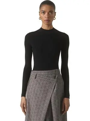 HEIRLOME Jane Mock Neck Long-Sleeve Silk Knit Top