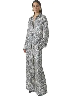 HEIRLOME Angelica Morales Wide-leg Printed Silk Twill Trousers - Ivory/black