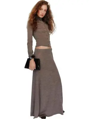 REFORMATION Danielle Regenerative Merino Maxi Skirt - Brown