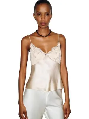 REFORMATION REFORMATION Blythe Silk Top Ivory