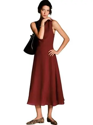 REFORMATION Marlette Sleeveless High Neck Midi Dress - Red