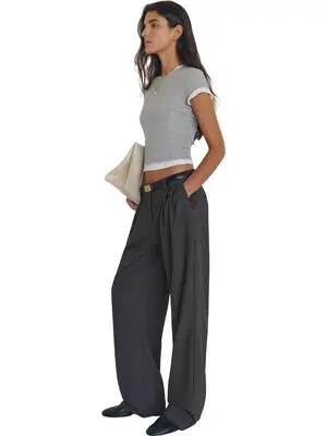 REFORMATION Frances Low Rise Relaxed Long Pant - Grey