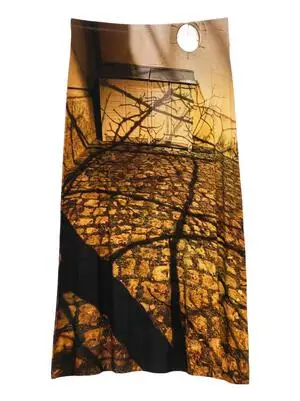 AGNES B. Amande Graphic Print Ankle Length Skirt - Orange