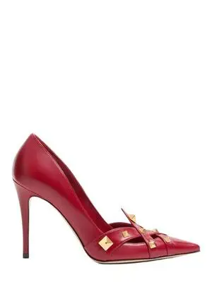 Valentino Garavani Studded Kidskin Leather Pumps - Red