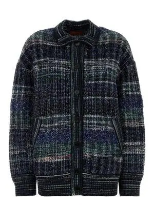 Missoni Missoni Embroidered Wool-Blend Plaid Oversized Cardigan Checked