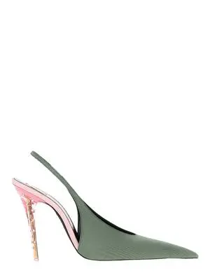 Saint Laurent Loredana Fabric Slingback Pumps With 11 Cm Heel - Green