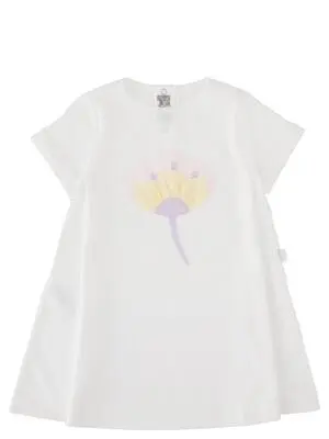 IL GUFO 100% Cotton Baby Mini Short-sleeve Dress - White
