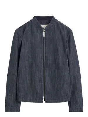Cos Denim Bomber Jacket With Double-ended Zipper - Blue