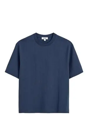 Cos Ribbed Jersey T-shirt - Navy