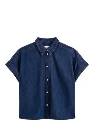 Cos Short-sleeved Denim Shirt - Dark Blue