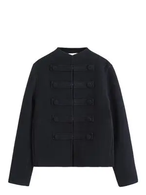 Cos Double-faced Wool Uniform Jacket With Stand Collar - Navy