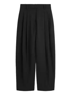 Cos Pleated Wool-blend Straight-leg Tailored Pants - Black